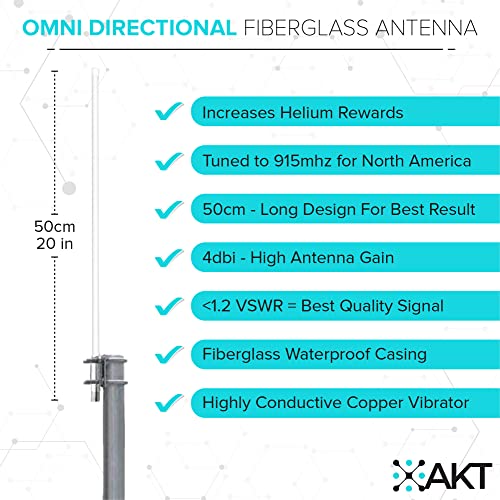 AKT 4dBi Fiber-Glass Helium Antenna 915mhz Omnidirectional with 5foot ...
