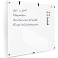 Amazon.com: Magnetic Glass Dry Erase Board - 36 x 24 Inches Brilliance White Glass Whiteboard ...