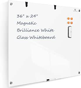 Amazon.com: Magnetic Glass Dry Erase Board - 36 x 24 Inches Brilliance White Glass Whiteboard ...