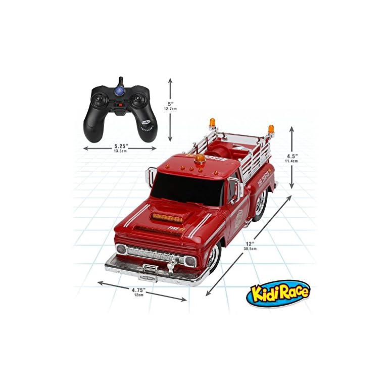 KidiRace RC Remote Control Fire Engine Truck, Rechargeable RC Car ...