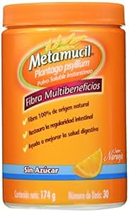 Metamucil Suplemento de Fibra Sabor Naranja sin Azucar, 174 gr: Amazon ...