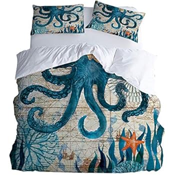 Amazon.com: ARIGHTEX Octopus Bedding 3D Ocean Fish Duvet Cover Octopus ...
