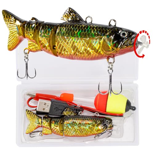 Robotic Swimming Fishing Bait Electric Lures 3.5" USB Rechargeable LED ...