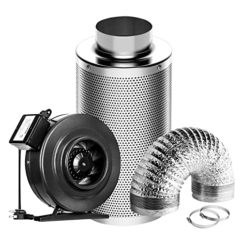 VIVOSUN Air Filtration Kit: 6 Inch 440 CFM Inline Fan, 6'' Carbon ...