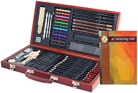 Professional Art Kit Drawing and Sketching Set 58-Piece in Wooden Box ...