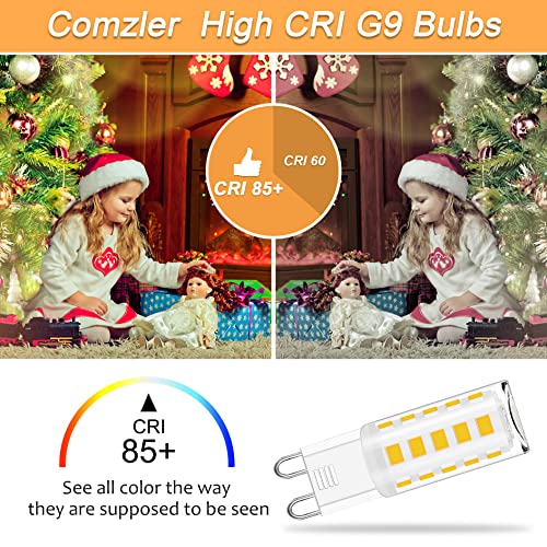 comzler G9 LED Bulb 3000K Warm White, 40 Watt Halogen Equivalent G9 Light Bulb, G9 Bi Pin Base ...