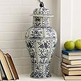 Amazon.com: Tozai Home Blue & White Chrysanthemum Flower Covered Temple ...