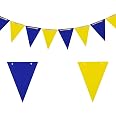 Amazon.com: 20 Feet Double Sided Navy Blue and Yellow Glitter Pennant ...