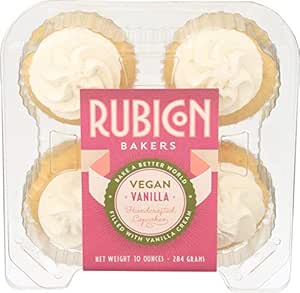 Rubicon Bakery, Cupcake Vanilla Vegan 4 Count, 10 Ounce: Amazon.com ...