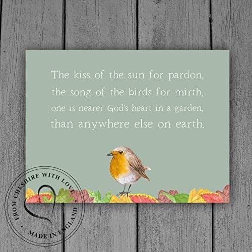 Amazon.com: Gardener's Quote Robin Print - 'The Kiss Of The Sun For ...
