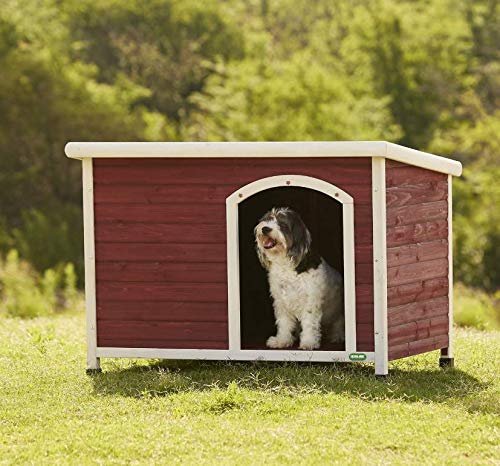 Buy Heritage Deluxe Wooden Dog Kennel House Outdoor Home Slanted Felt ...
