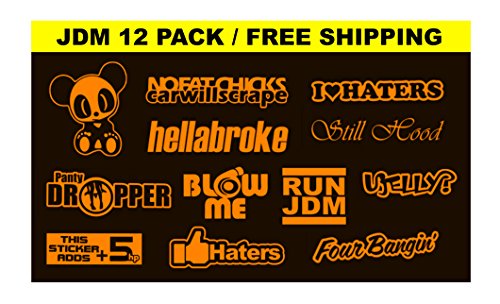 Buy JDM Mega Import Car Sticker Pack Vinyl Decals / Orange/ You Get 12 ...