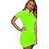 Velius Women's Scoop Neck Neon Bodycon Two Piece Pencil Maxi Dress ...
