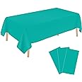 Amazon.com: YSYJ 3 Pack Teal Plastic Tablecloth Disposable Rectangular ...