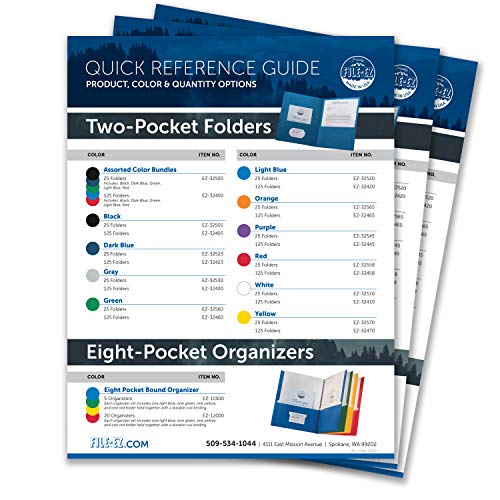FILE-EZ 8-Pocket Folder Organizers, Assorted Colors, 5-Pack, Durable ...