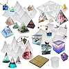 Funshowcase Pyramid Cone Cube Geometric Resin Silicone Molds Pack of 4 Trays, 100ml-Rubber ...