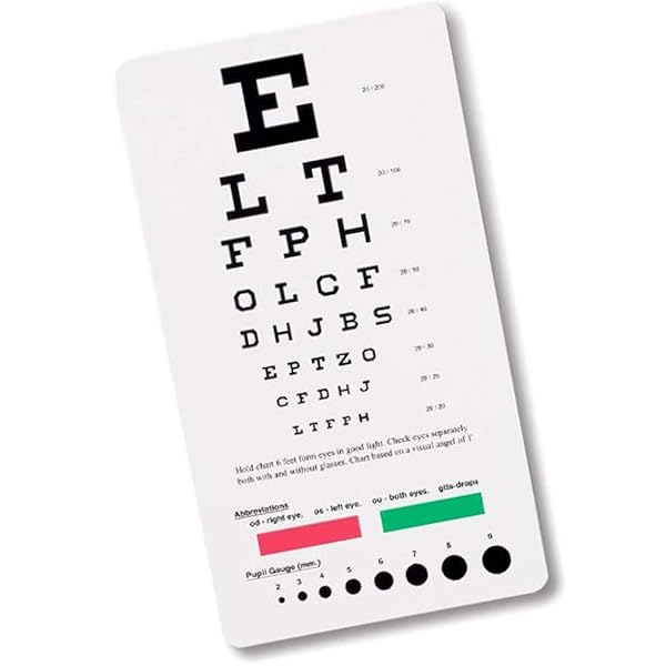 Snellen Pocket Eye Chart by Prestige Medical (Update Version) (Color ...