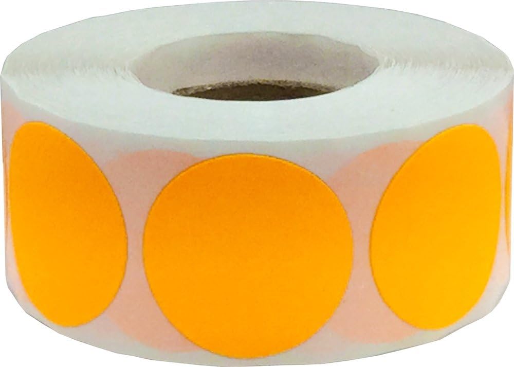Fluorescent Orange Circle Stickers, 25 mm 1 Inch Dot Labels 500 Pack ...