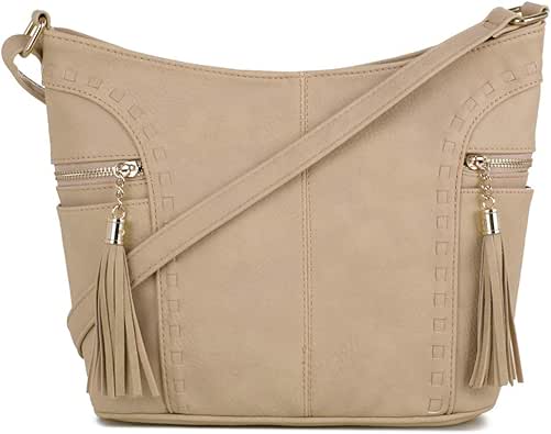 Amazon.com: DELUXITY | Crossbody Hobo Slouch Bucket Purse Bag | Side ...