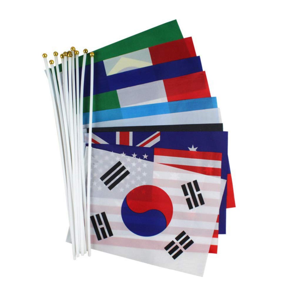 LIOOBO 32 Pieces International World Stick Flag 32 Countries Hand Small ...