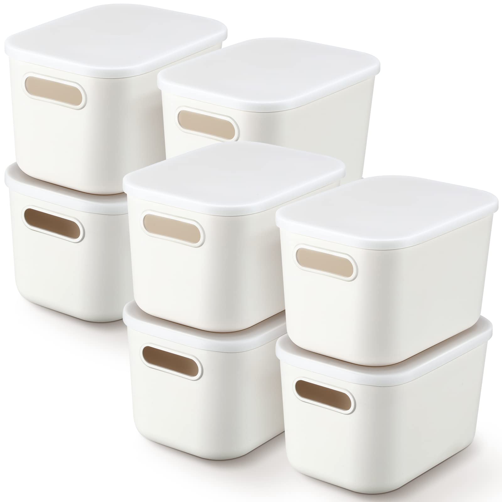 Tuanse 8 Pieces Plastic Storage Bins with Lids,White Storage baskets ...