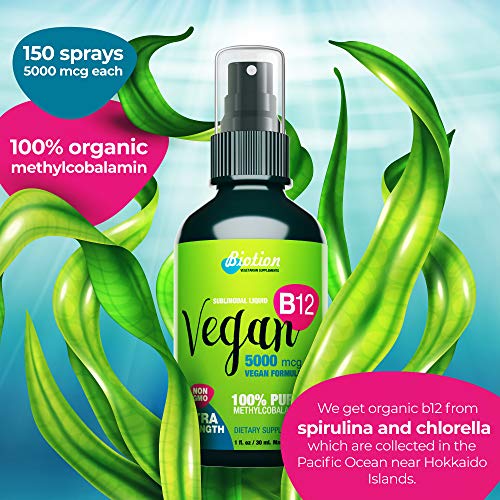 Vitamin B12 Sublingual Liquid Drops - Organic Methylcobalamin 5000 mcg ...