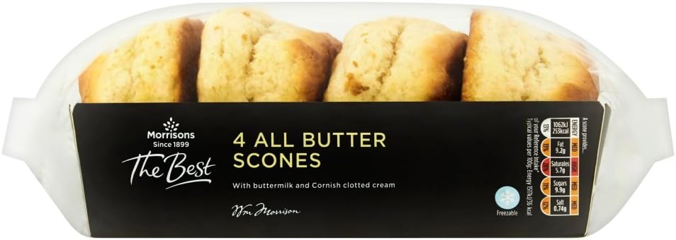 Morrisons The Best 4 All Butter Scones with Buttermilk and Cornish ...