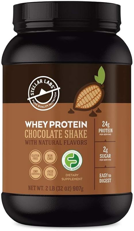 Stellar Labs Pure Cold-Pressed Chocolate Whey Protein Powder, Gluten ...