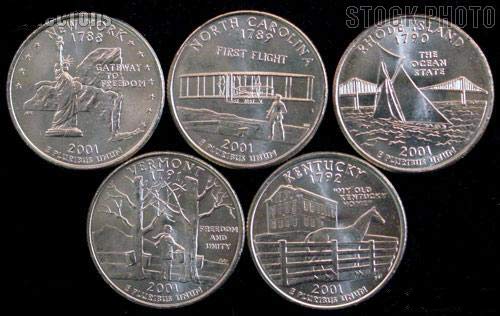 2001 P Complete Set of 5 State Quarters Uncirculated at Amazon's ...