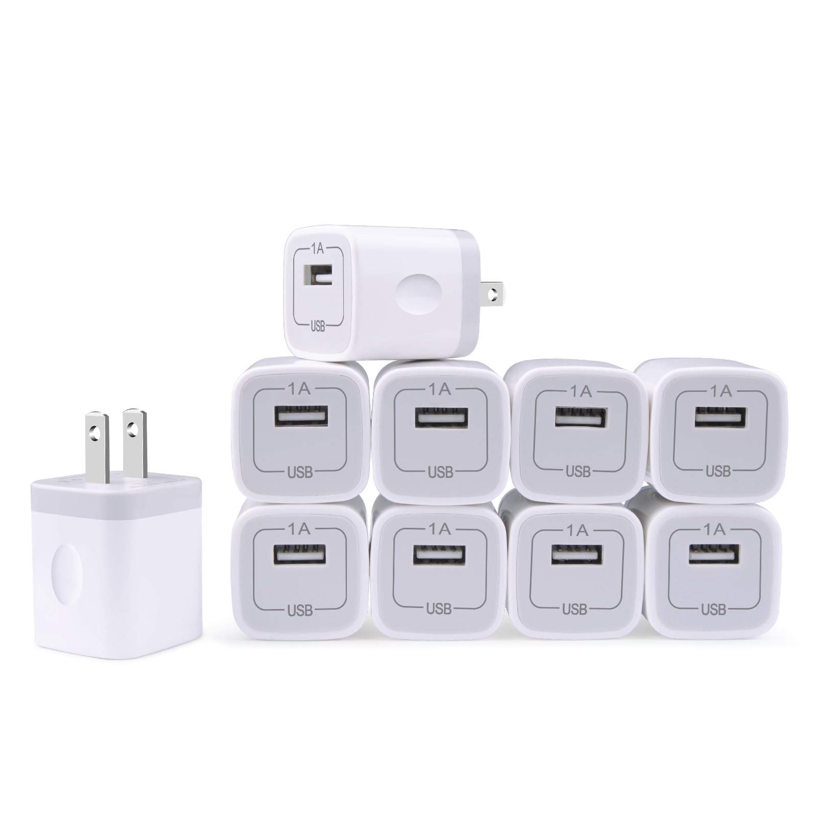 Charging Block for iPhone, Charger Box, USB Cube, NonoUV 10-Pack Single ...