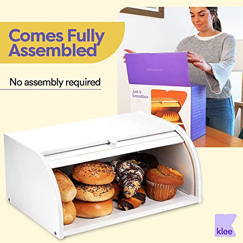 KLEE Natural Bamboo Bread Box in Brushed White Finish - Rustic ...