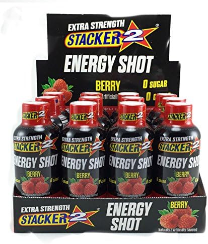 Stacker 2 Extra Strength Energy Shots, Berry 12, Bottles 2 fl. oz (2 ...