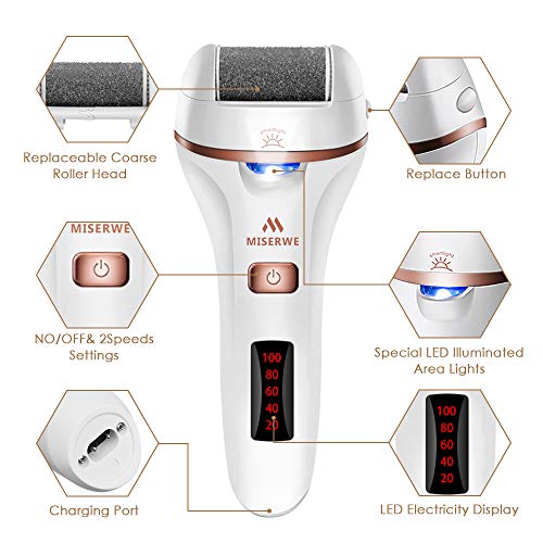 Callus Remover with LED Display Cordless Rechargeable Electric Feet ...