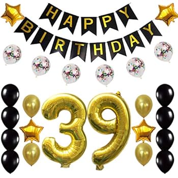 Amazon.com: 39th Birthday Decorations Party Supplies Happy 39th ...