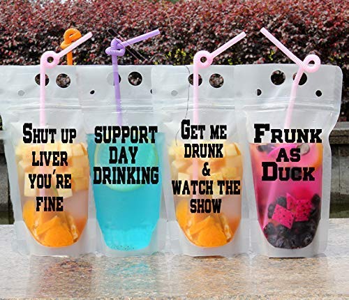 Amazon.com: Reusable Drink Pouches with Funny Sayings Drink Bags with ...