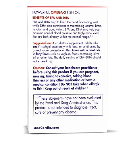 WHC, UnoCardio X2 Fish Oil, Triglyceride Omega-3 Fatty acids, 1270 mg Fish Oil Supplement (622 ...