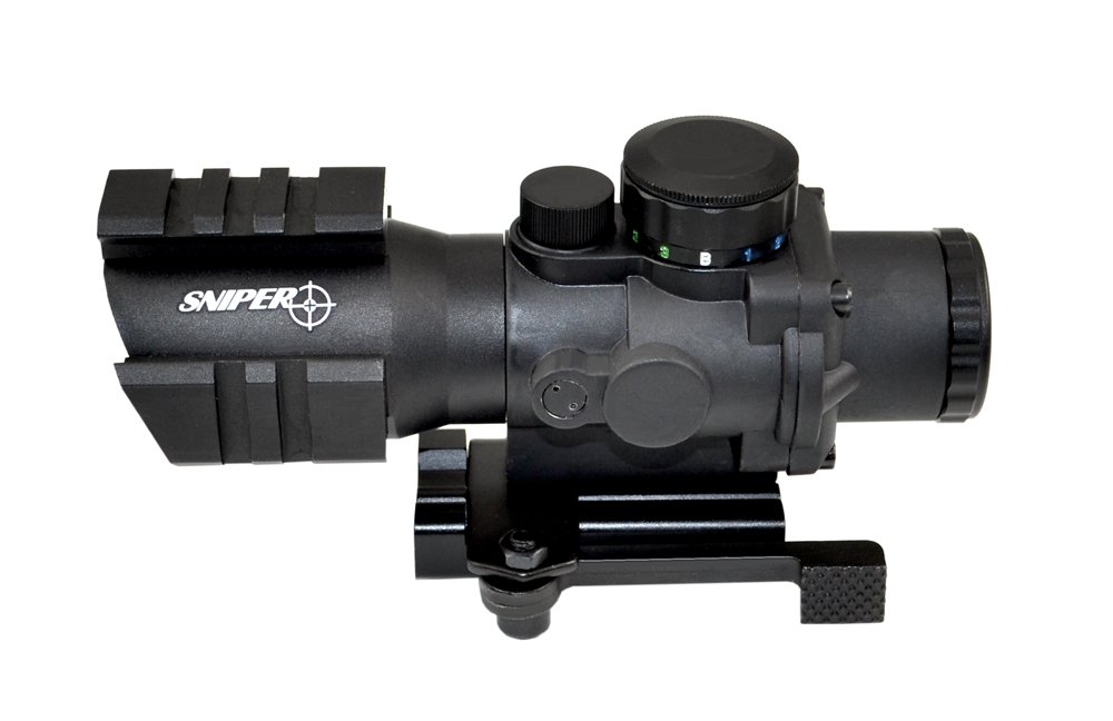 Sniper® Tactical 4x 28 Prismatic Scope; ACOG Style; RGB Chevron Reticle ...