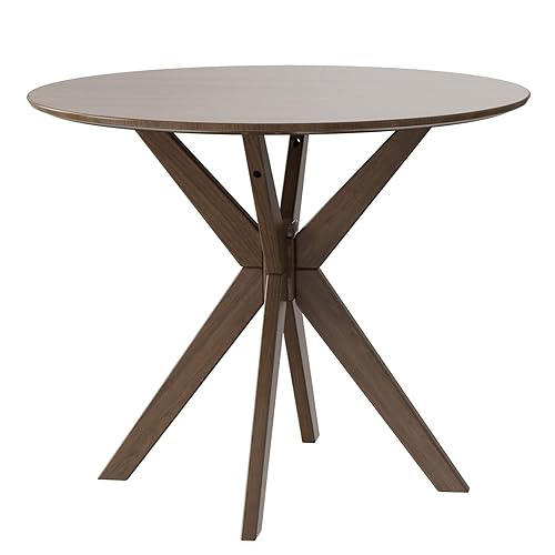 Giantex 36" Round Wood Dining Table, Farmhouse Kitchen Table with ...