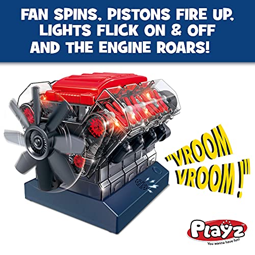 Playz V8 Combustion Engine Model Building Kit STEM Hobby Toy for Kids ...