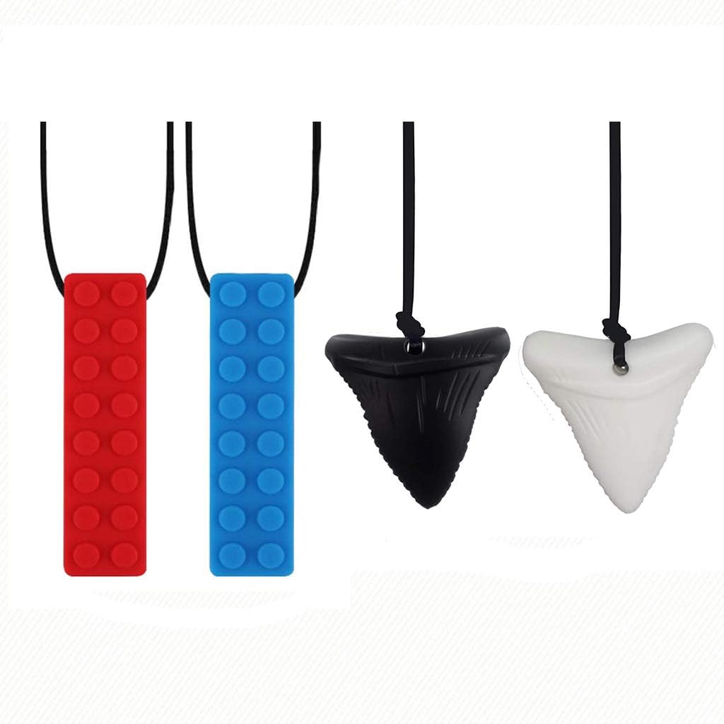 4 Pieces Sensory Chewing Necklace, Tooth Chew Necklace for Kids ...