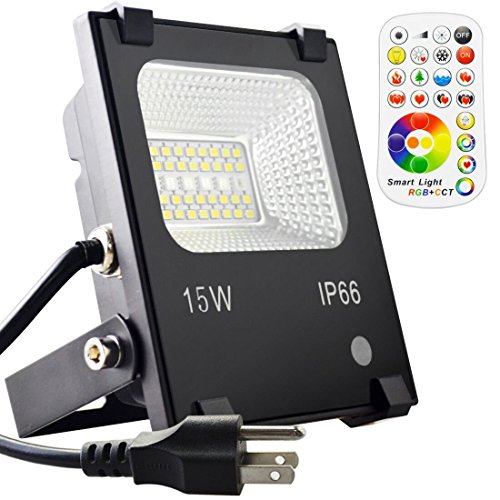 Melpo 15W Led Flood Light Outdoor, Color Changing RGB Floodlight with ...