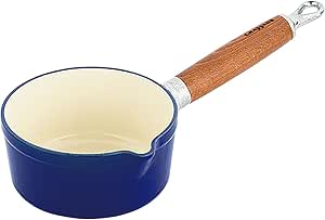 Amazon.com: Chasseur Enamel Cast-Iron Sauce Pan With A Beautiful Wooden ...