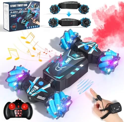 Axirata Remote Control Car Hand Controlled Gesture RC Stunt Car with Spray & Lights & Music for ...