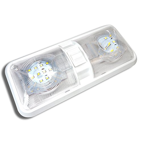 Leisure LED RV LED Ceiling Double Dome Light Fixture with ON/Off Switch ...