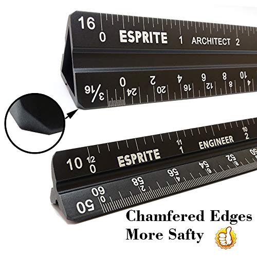 Vowcarol Architectural Scale Ruler, Engineering Scale and 12 inch Metal ...