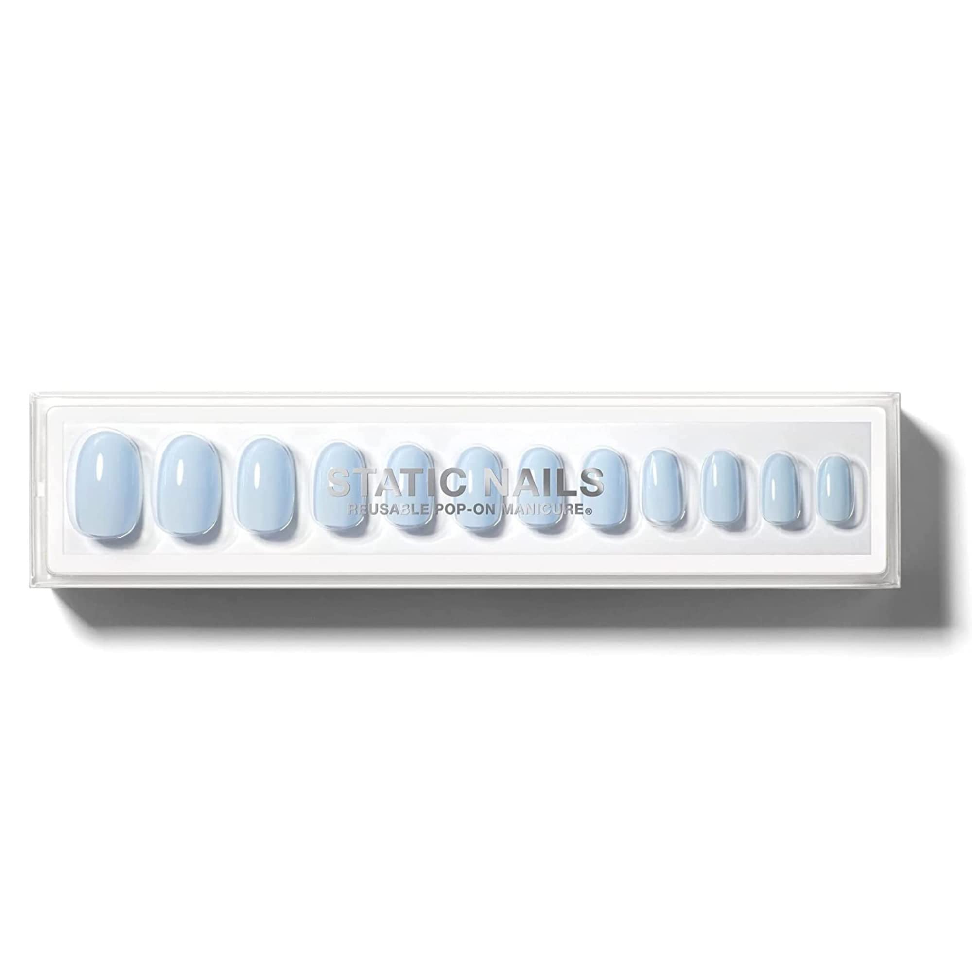 Static Nails Reusable Pop-On Manicure Set - Vanilla Clouds | Solid Blue ...