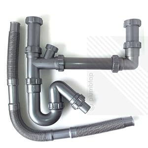 Kitchen Sink Double Waste Pipes | 1.5 Bowl Universal U-Bend Plumbing ...