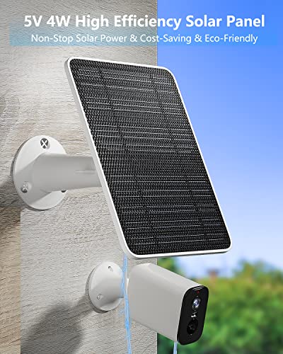 Solar Panel for Security Camera, 5V 4W Solar Panels Charger Compatible ...