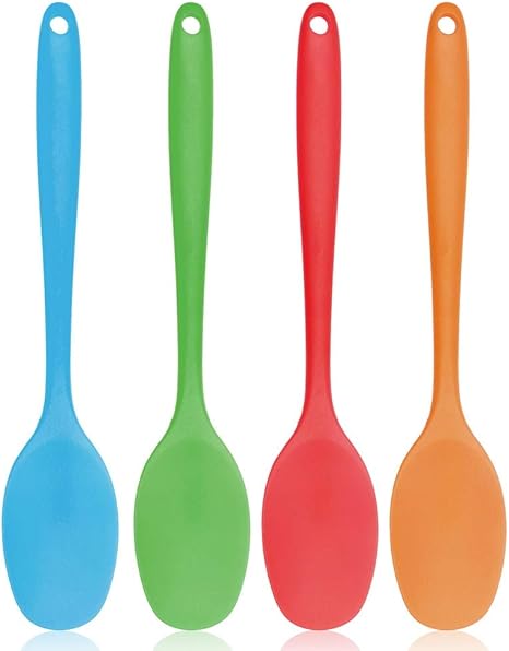 kuou 4 pcs Silicone Spoons, Heat Resistant Silicone Baking Serving ...
