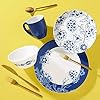 Corelle Indigo Blooms Chip & Break Resistant 16pc Dinner Set, Service ...